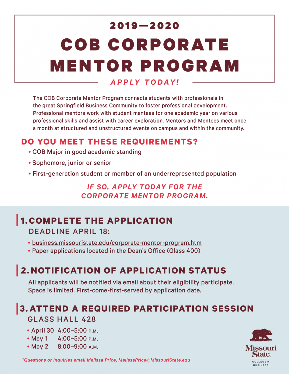 2019-2020 Corporate Mentor Program Applications Now Open - College of ...