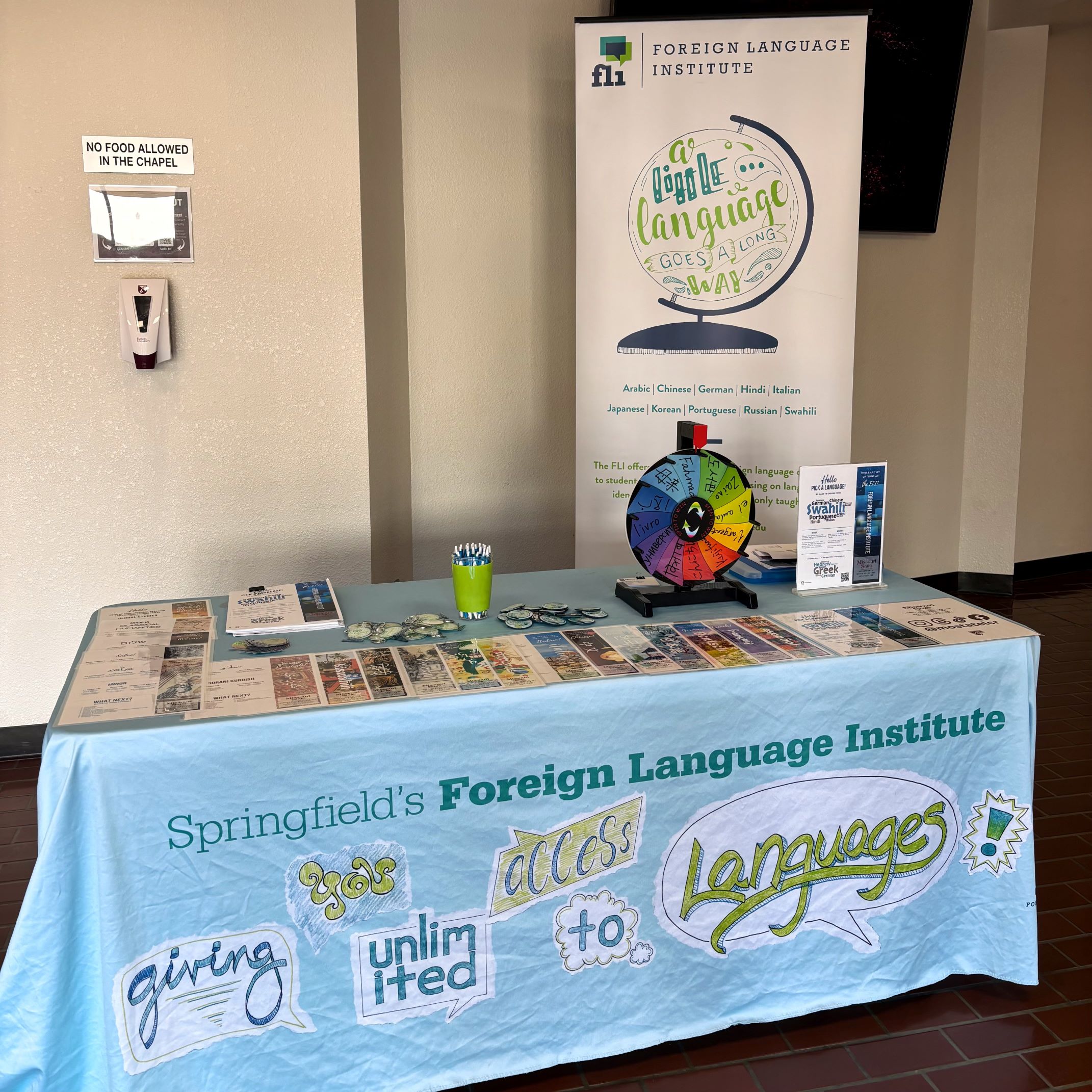 FLI's Booth at the New Student Orientation at Evangel University ...