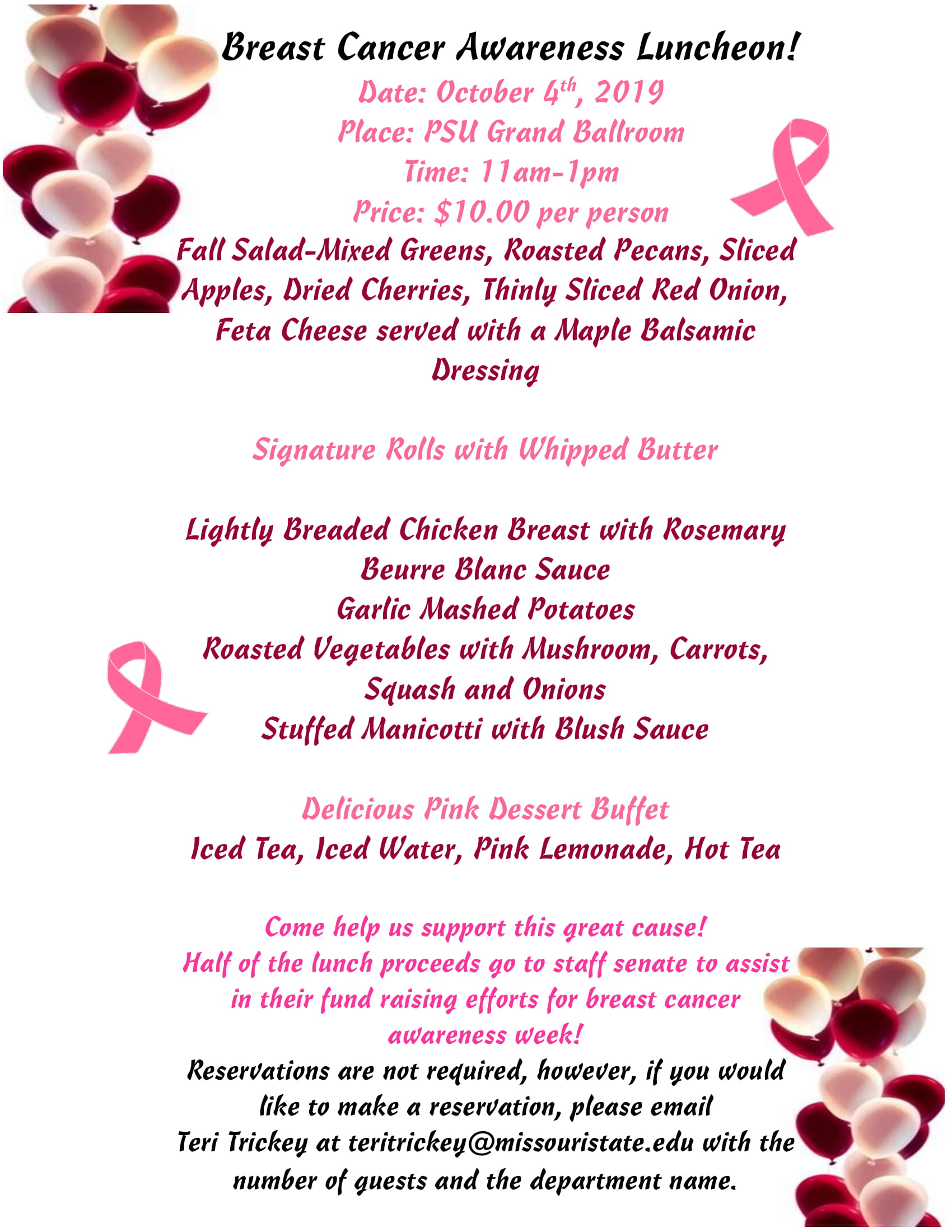 Breast Cancer Awareness Luncheon October 4th - Staff Senate Blog
