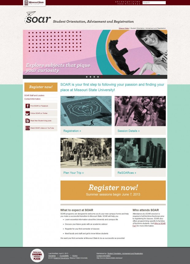 SOAR website helps welcome new students to Missouri State - Web ...