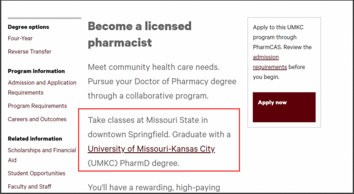 Redesigned Doctor of Pharmacy website: Connecting one program at two ...