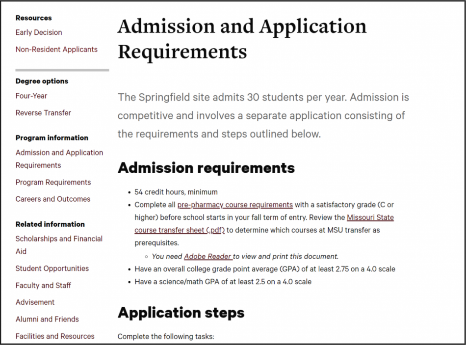 Redesigned Doctor of Pharmacy website: Connecting one program at two ...